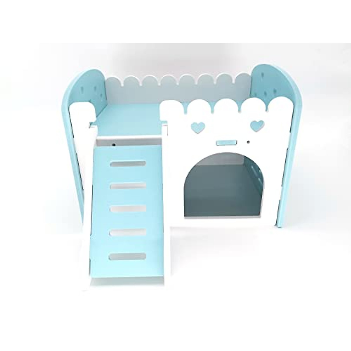 WOWOWMEOW Small Animal Bunkbed House Hideout Detachable Habitat Hut Exercise Playground for Chinchilla Rat Hamster Hedgehog (Medium, Blue)