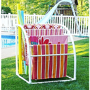 TowelMaid Original Curved 7 Bar Freestanding Outdoor Poolside Towel Rack Made in USA