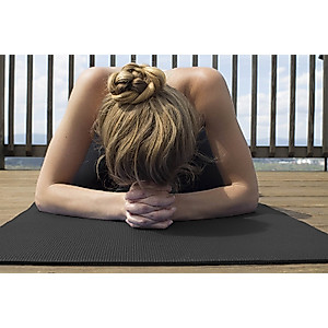 YogaAccessories 1/4" Thick High-Density Deluxe Non-Slip Exercise Pilates & Yoga Mat, Black