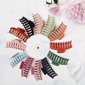 12 Pcs Large Hair Clips for Women with Non-slip Material 4.3 Inches Banana Hair Claw Clips Strong Jaw and Lightweight Claw Clips for Thick Hair and Thin Hair Best Gift Hair Accessories for Women