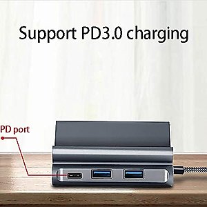 WJCCY Type C HUB Docking Station USB-C to HDMI Dock Power Adapter Vertical Base with Bracket