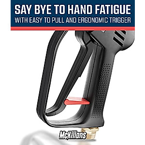 McKillans Short Pressure Washer Gun with Replacement M22 Inlet- High Pressure Water Handle with 1/4” Quick Connector Coupler - Power Washer Gun Compatible with Foam Cannon - Car Wash Foam Gun