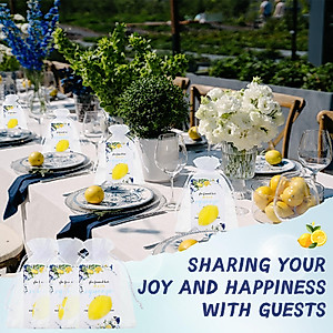 Foilswirl 48 Sets Lemon Themed Bridal Shower Party Gifts Lemon Foam Squeeze Stress Relief Balls with Cards and Organza Drawstring Bag Her Main Squeeze Wedding Game Prizes Gifts