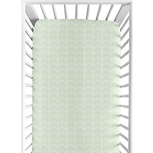 Sweet Jojo Designs Mint and White Chevron Arrow Baby or Toddler Fitted Crib Sheet for Watercolor Elephant Safari Collection