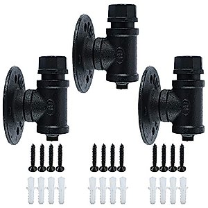 Homend Black Wall Mounted Towel Hooks,Rustic Robe and Towel Racks for Bathrooms,Heavy Duty DIY Style,Chic Industrial Iron Pipe with Electroplated Black Finish,Mounting Hardware Included