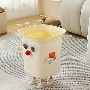 JUNNOTI Funny Large Eye Trash Bin with Feet Garbage Bin Office Rubbish Bin Bathroom Garbage Waste Bucket Kitchen Dustbin