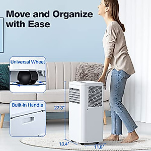Rintuf Portable Air Conditioner, 8000 BTU AC Unit with Dehumidifier & Fan Modes, Up to 350 Sq.Ft, Remote Control, 24H On/Off Timer, Quiet Air Conditioner for Room, Window Mount Kit