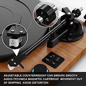 DIGITNOW Bluetooth Record Player for Vinyl with Speakers, Wireless Turntable with 36W High Fidelity Stereo Speakers,Wood Vinyl Player with Magnetic Cartridge & Adjustable Counter Weight,RCA output