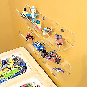 RORKIM 24 inches Wall Mounted Kids Bookshelf, Clear Acrylic Display Book Shelves for Kids Room Nursery Toddler Classroom 2 Packs