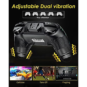 EasySMX PC Wireless Controller, Gaming Controller for Computer,Laptop,PS3,Android TV BOX, Nintendo Switch and Tesla with Turbo, Dual Vibration and 4 Programmable Keys, Battery Up to 14 Hours