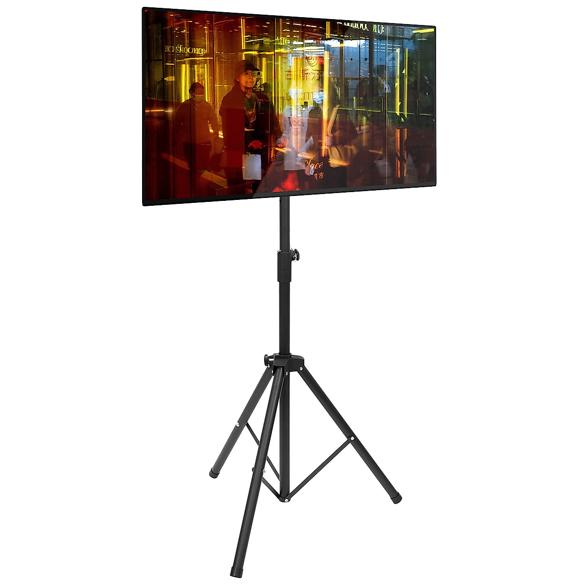 Mount-It! TV Tripod Stands for Flat Screens - Holds 77 Pounds and Carries 43-65 Inch Flat or Curved Screens | TV Floor Stand Adjustable Max Height of 6 Feet | Portable Tv Stands Assembles in Seconds