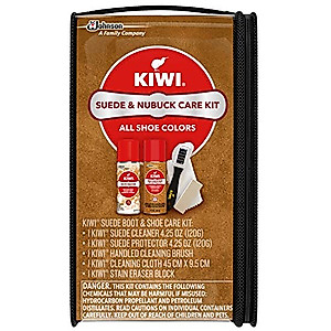 KIWI Suede and Nubuck Shoe Cleaner Kit | For Shoes, Boots, and More | Includes Cleaner, Protector, Brush, Cloth, Eraser Block
