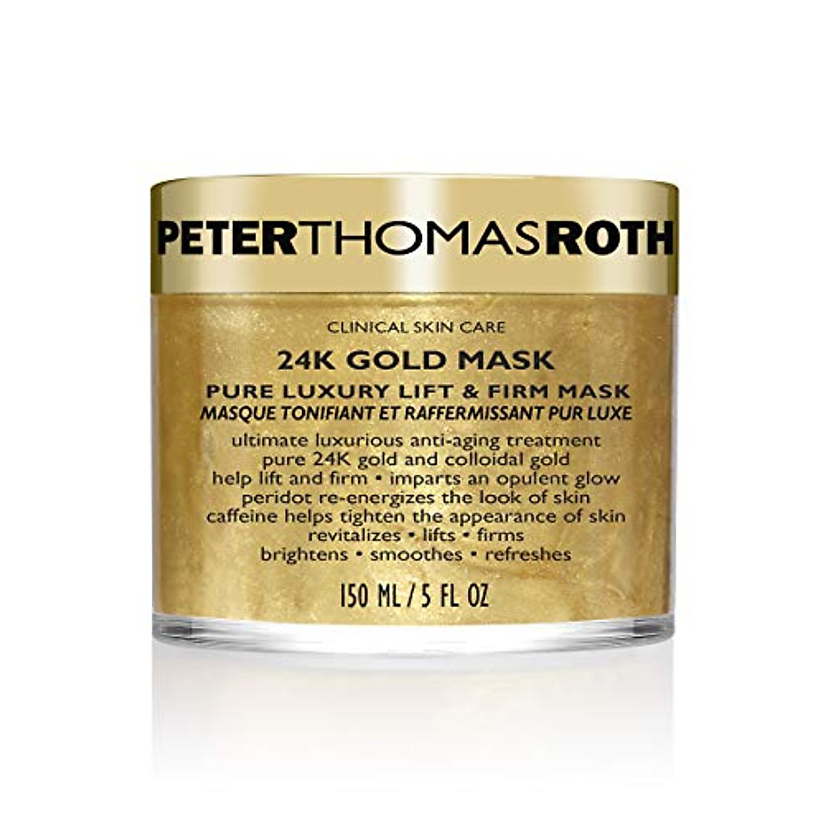Peter Thomas Roth | 24K Gold Mask | Pure Luxury Lift & Firm, Anti-Aging Gold Face Mask, Helps Lift, Firm and Brighten the Look of Skin, 5 Fl Oz (Pack of 1)