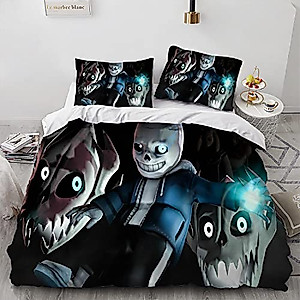 AKARDO Under Legend Tales Game Sans Frisk Duvet Covers, Soft Microfiber Washed Duvet Cover Set 3 Pieces with Zipper Closure,Beding Set (06,King (104"x90"))