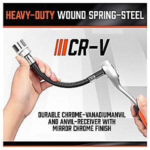 SEDY Flexible Extension Bar Set, 2-Piece Drive Socket Flex Bar 1/4" x 6" & 3/8" x 8"