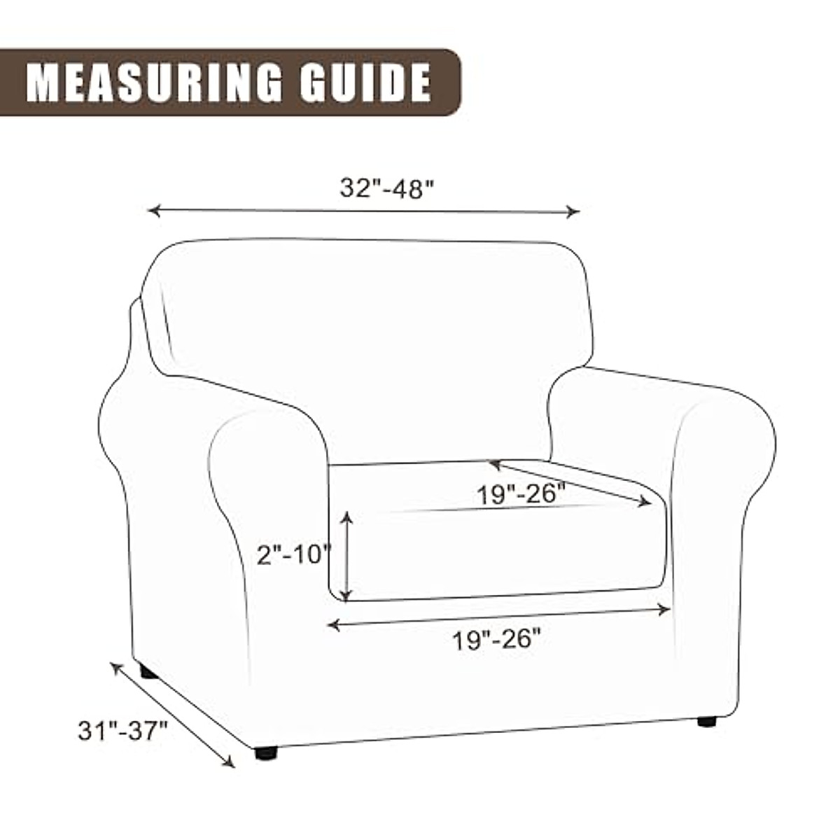 SearchI Stretch Sofa Cover Printed Couch Covers, Floral Pattern 2 Piece Armchair Slipcover with Separate Chair Cushion Cover, Washable Furniture Protector for Living Room(Armchair, Flower Shadow)