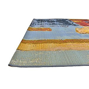 Unique Loom Outdoor Modern Collection Area Rug - Baja (4' 1" x 6' 1" Rectangle, Multi/ Beige)