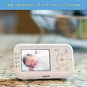 VTech VM3261-2 2.8” Digital Video Baby Monitor with 2 Pan & Tilt Cameras, Full Color and Automatic Night Vision, White