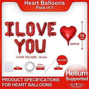 Red Heart Balloons Red I LOVE YOU Balloons for Romantic Love Valentines Day Decorations Bridal Shower Wedding Party Decorations