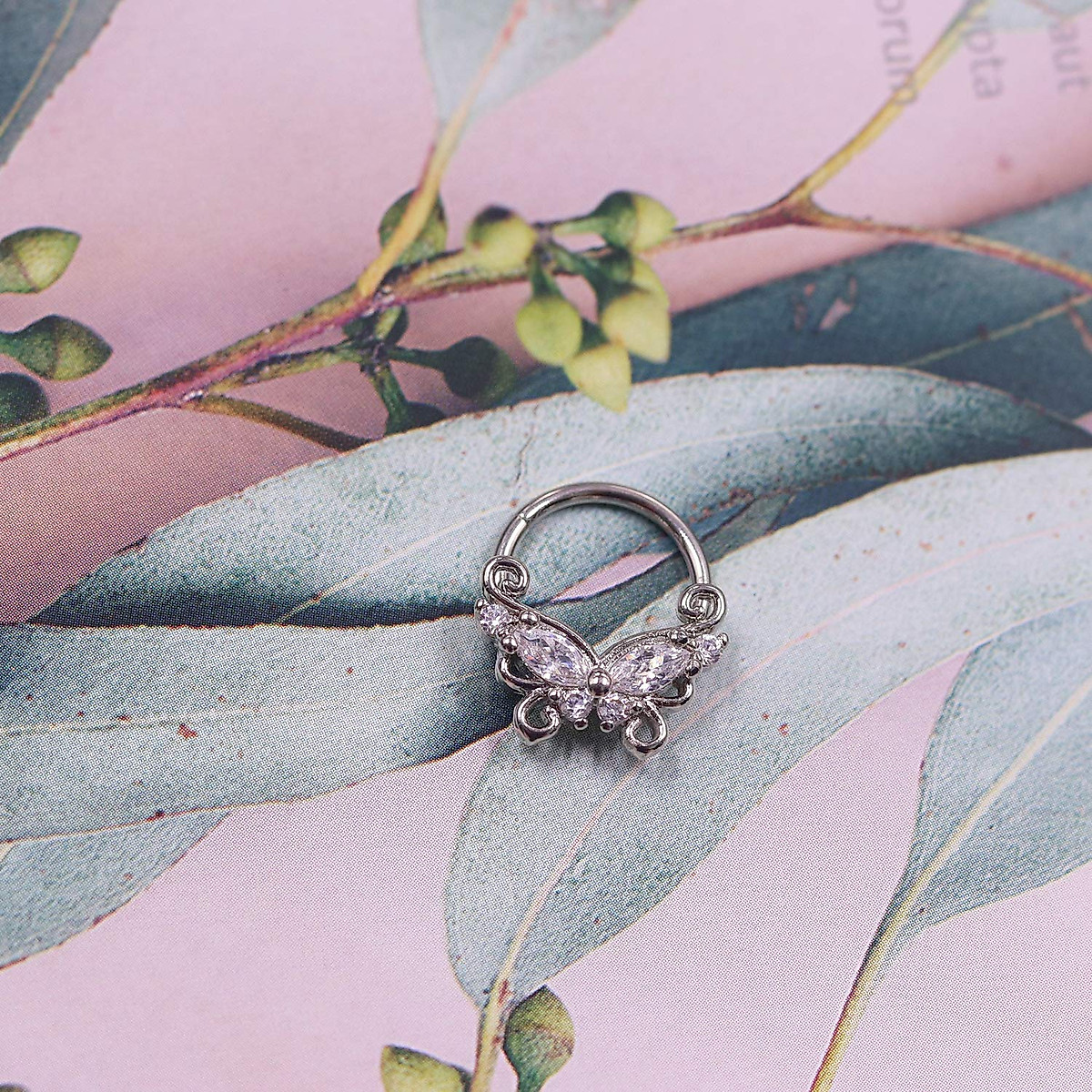 CHARM ONLINE 16G 316L Stainless Steel Daith Earrings Hoop Butterfly Nose Ring Septum Hoop Hinged Segment Clicker Daith Clicker Helix Ear Piercing Tragus Conch Piercing Jewelry