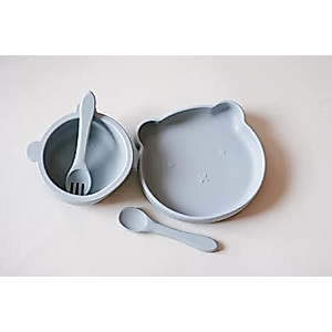 Ullabelle Kids Silicone Animal Suction Plate, Suction Baby Bowl & Baby Spoons for Toddlers (Pink)