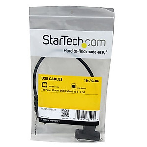 StarTech.com 1 ft Panel Mount USB Cable B to B - F/M - USB Type B (F) to USB Type B (M) - USB 2.0 - Molded Hood - Black (USBPNLBFBM1)