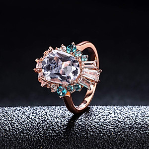 LAZLUVU Oval Cut Cubic Zirconia CZ Engagement Ring Rose Gold Vintage Halo Engagement Ring Promise Wedding Band for Women