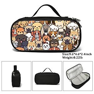 Rovozar Kawaii Dog Pencil Case for Girls Boys, Animals Pencil Box for Kids Dog Pen Makeup Bag, Large Capacity Dog Pencil Pouch with Zipper Compartments for Office School