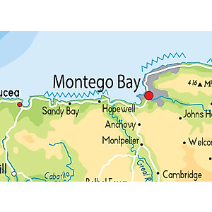 Pictorial Map of Jamaica - 23.4 x 16.5 inches - Paper Laminated