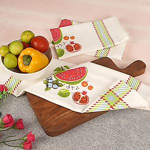 FINGERCRAFT Kitchen Dish Towels Natural Cotton Tea Towels Set of 6 Multi-Purpose Hand Towel Soft Highly Absorbent for Kitchen Décor 20x30 Inch