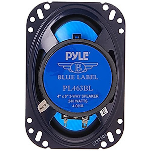 Pyle 4'' x 6'' Three Way Sound Speaker System - Pro Mid Range Triaxial Loud Audio 240 Watt per Pair w/ 4 Ohm Impedance and 3/4'' Piezo Tweeter for Car Component Stereo PL463BL