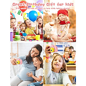 Miiulodi Kids Selfie Camera Children Digital Cameras for Kids Birthday 3-9 Year Old Girls Outdoor Toys Child Video Record for Toddler Age 3 4 5 6 7 8 9 Years Old Girl with 32GB