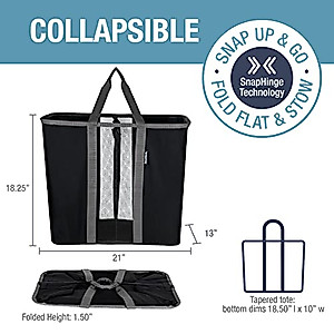 CleverMade Collapsible Laundry Basket, Large Foldable Clothes Hamper Bag, Laundry Tote with Divider XL Pop-Up Caddy with Handles & Divider, Black/Charcoal - Pack of 2