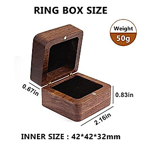 WisePoint Personalized Wooden Ring Box, Mini Engagement Ring Holder Box with Single Slot, Square Wedding Ring Box for Ring, Elegant and Retro Ring Holder Box for Wedding, Ceremony (black)