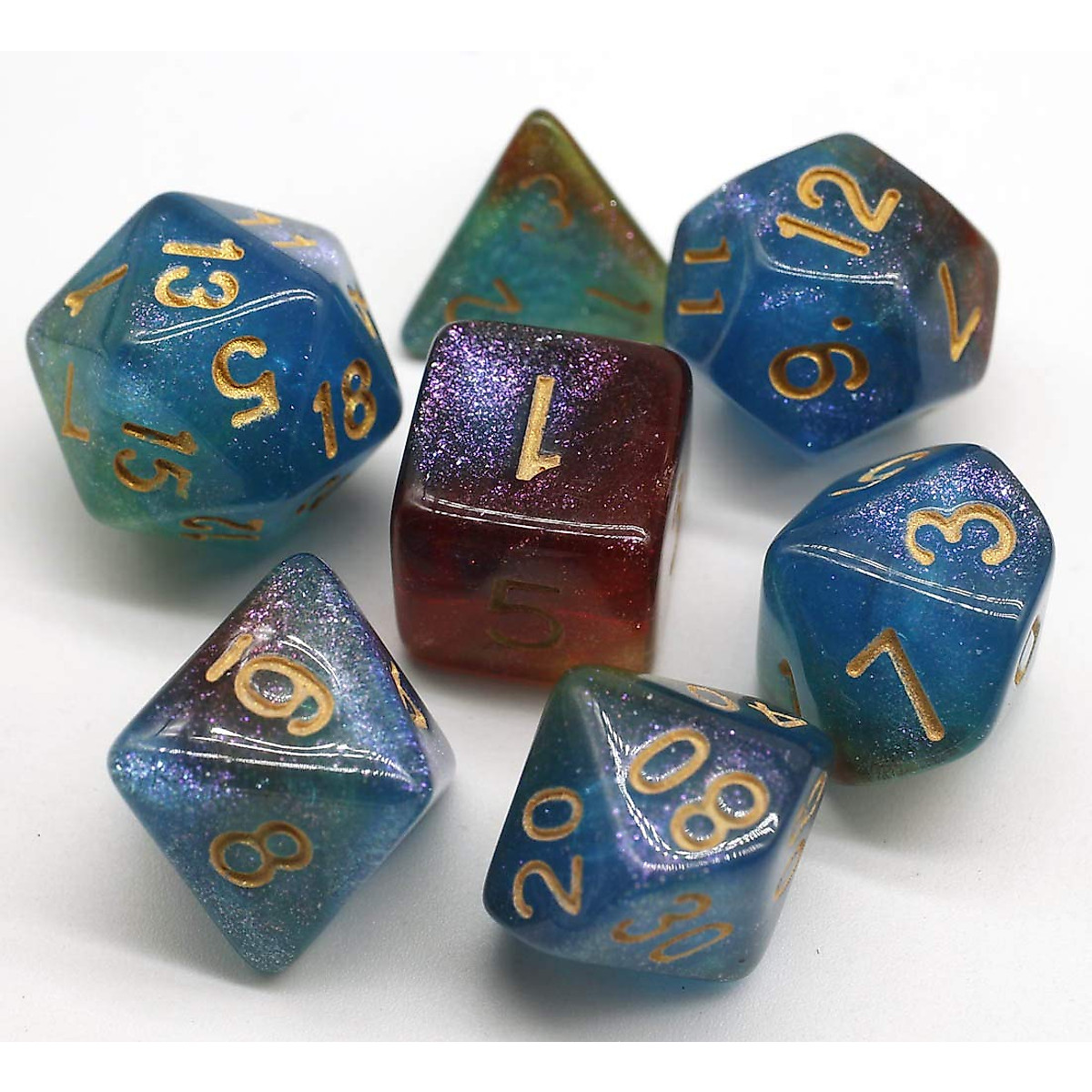DND Dice Polyhedral 7-Die Dice Set for D&D Dungeons & Dragons Role Playing Gaming Ocean dice