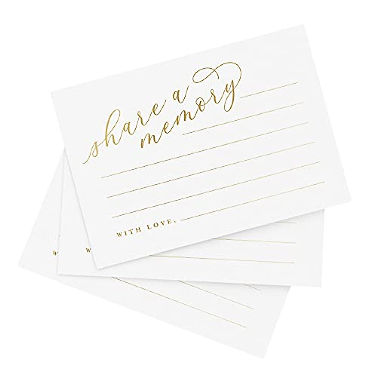 Bliss Collections Share a Memory Cards, Gold Foil, Cards for Weddings, Showers, Birthdays, Celebration of Life, Funeral, Retirement, Going Away and Graduation Memories, 4"x6" (Pack of 50)