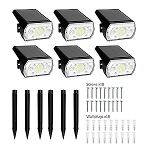 BriSunshine Solar Spot Lights Outdoor,IP65 Landscape Spotlights Waterproof Solar Powered for Yard Garden,2 in 1,Auto ON/Off (6 Pack/64 LED/3 Modes)