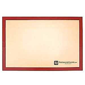 Restaurantware Full Size Silicone Baking Mat 1 Heat-Resistant Cooking Mat - Reusable Ultra-Durable Tan And Red Silicone Nonstick Mat For Pans And Rolling 23.6 x 15.75 Inch