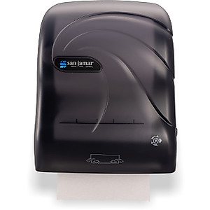 San Jamar Oceans Mechanical Towel Dispenser with Wall Mount for Public Restrooms, No Batteries Required, Translucent Black Impact-Resistant lastic