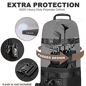 Himal Outdoors Golf Travel Bag - Heavy Duty 600D Polyester Oxford Wear-Resistant, Excellent Zipper Universal Size with Wheels, Soft-Sided Golf Club Travel Cover to Protect Clubs