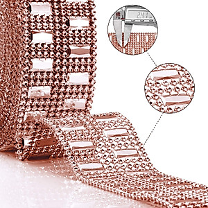 10 Yards Bling Wrap Ribbon Rhinestone Diamond Ribbon Rose Gold Bling Wrap Acrylic Wrap Mesh for Wedding Cakes Birthday Decorations, Baby Shower and Craft Project (Rose Gold,2 Row)