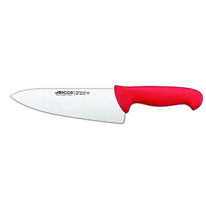 Arcos Chef Knife 8 Inch Nitrum Stainless Steel and 200 mm blade. Professional Multipurpose Cooking Knife. Ergonomic Polypropylene Handle. Series 2900. Color Red