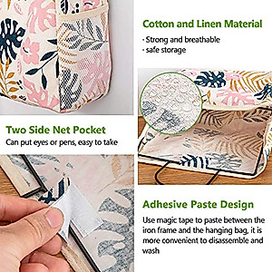 XIAOQI 2Pack-Wall Hanging Storage Bag, Waterproof Over The Door Closet Organizer Hanging Pocket Organizer, Linen Cotton Organizer Box Containers for Bedroom, Bathroom Dormitory
