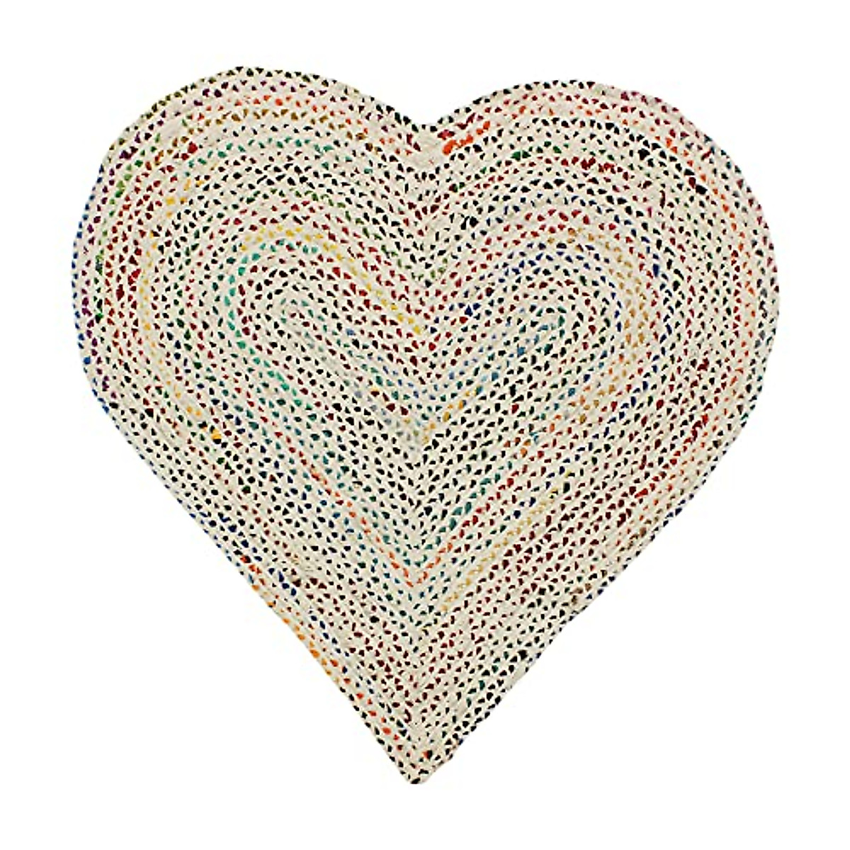 CASAVANI 100% Hand Braided Jute & Cotton Rag Rug Geometric Multipurpose,Multicolor Hard Shape Circle Area Rug Best Uses for Farmhouse,Bedroom,Nursery Room,Kids Room 5x5 6x6 4x4 Feet Round