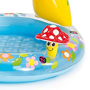 INTEX 57114EP Mushroom Baby Pool: Built-In Mushroom Shade – Soft Inflatable Floor – Durable Vinyl – Ages 1-3 – 40" x 35"
