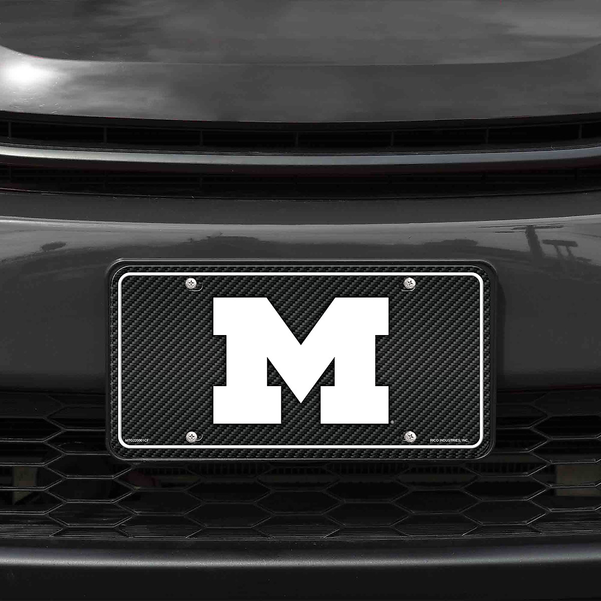 Rico Industries NCAA Michigan Wolverines Carbon Fiber Metal Auto Tag 8.5" x 11" - Great for Truck/Car/SUV