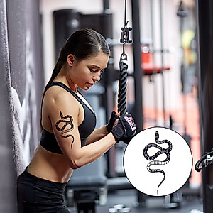 16 Sheets Realistic Snake Temporary Tattoo 3D Tribal Serpent Fake Tattoos Waterproof Peony Fake Rose Tattoos Temporary Viper Floral Designed Tattoo Stickers with Forearm Swords for Arm Body Art, Black