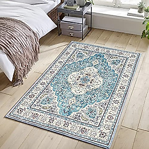 IOHOUZE Accent Rug, Boho Bath Mat Low-Pile Non-Shedding Oriental Area Rug Boho Chic Medallion Area Rug 3x5 Washable Bathroom Rug for Kitchen Bathroom Laundry