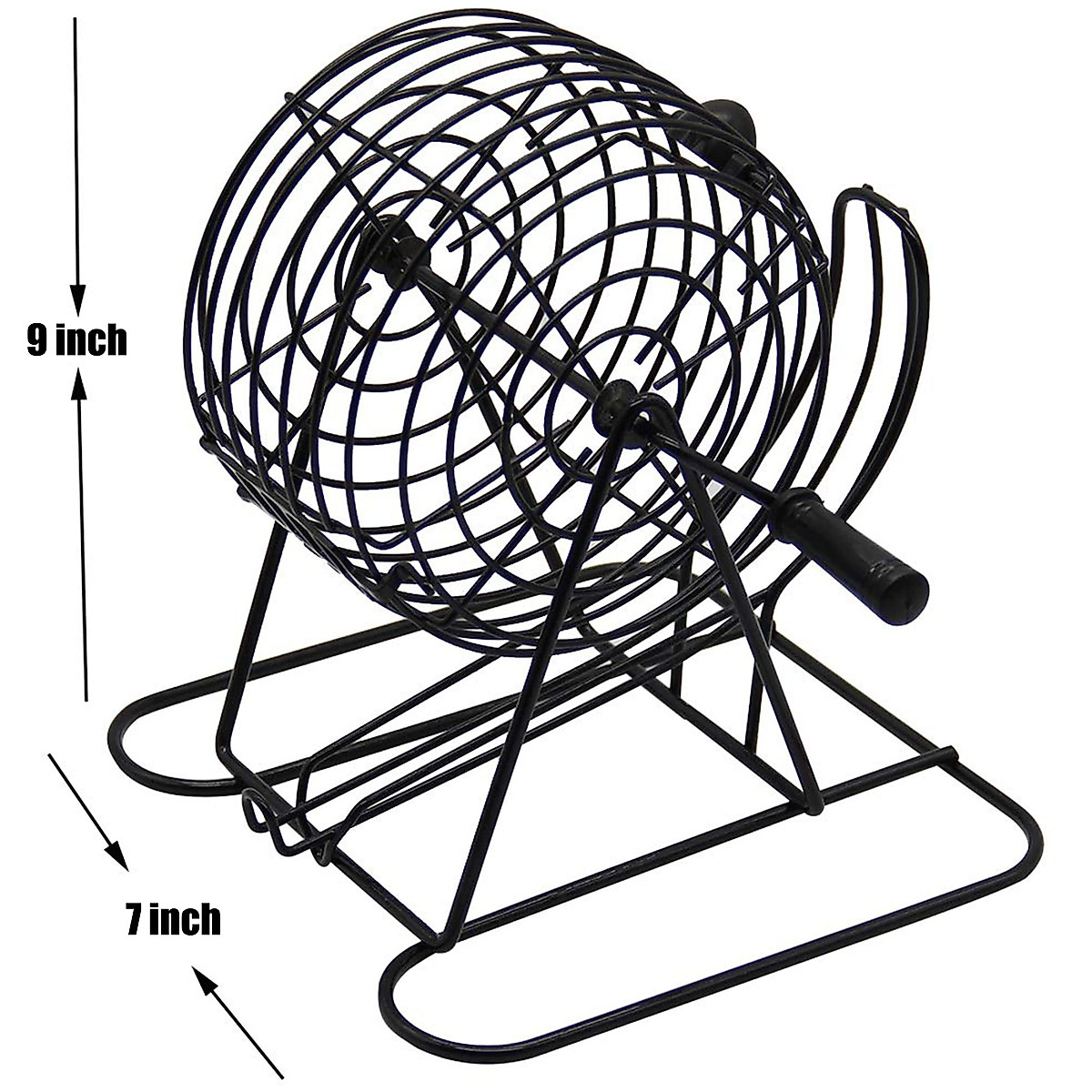 Lulu Home Bingo Game Set , 8 Inch Metal Bingo Cage Include 3/5 Inch White Balls, Bingo Chips, Bingo Board, 18 Bingo Cards, Black