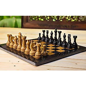 Original Handmade Marble Chess Set by RADICALn - 15" Black and Golden Hand Crafted Full Chess Board Game Sets Premium Quality